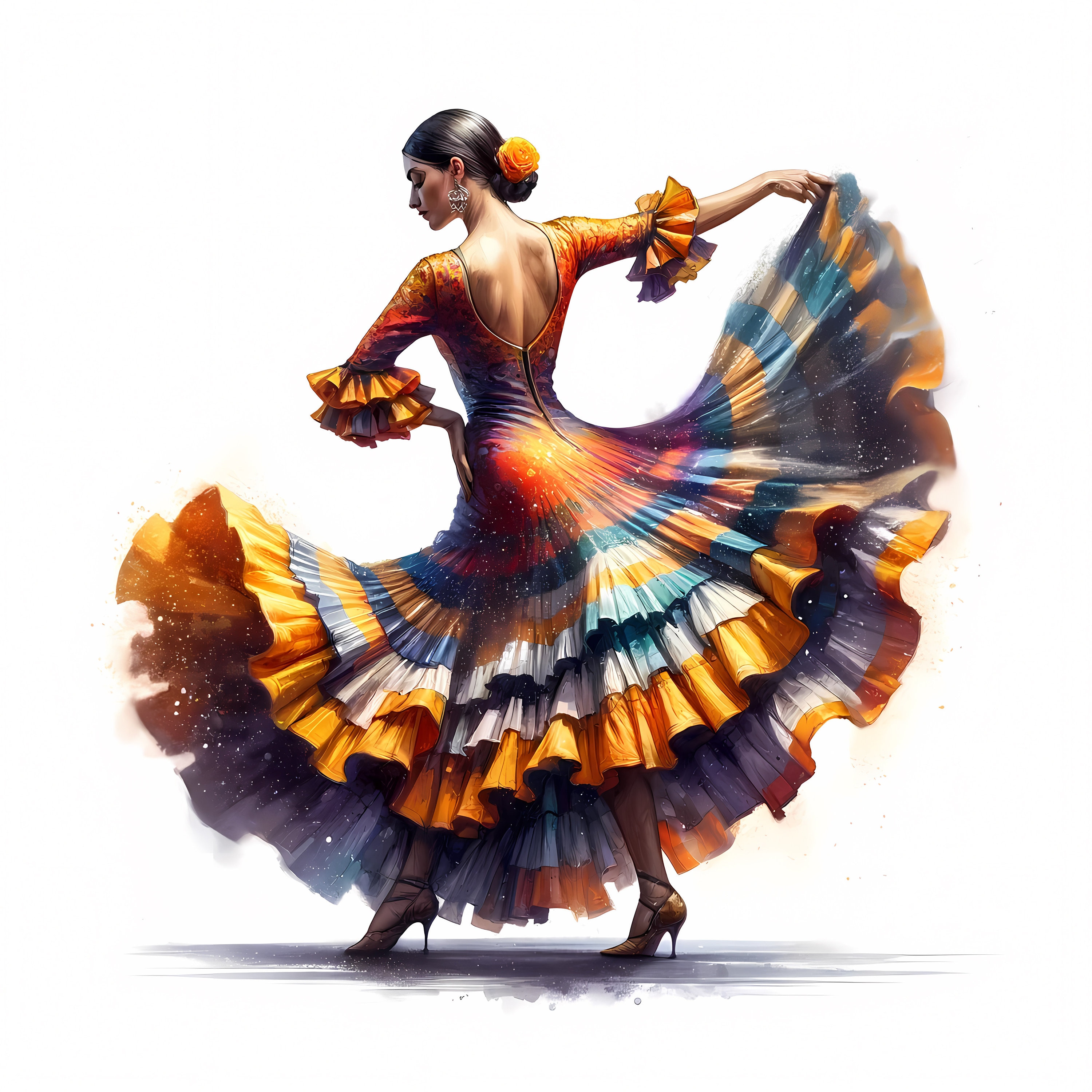 Flamenco Dancer Clipart | 10 High-quality Jpgs | Fiesta Flamenco Dancer ...