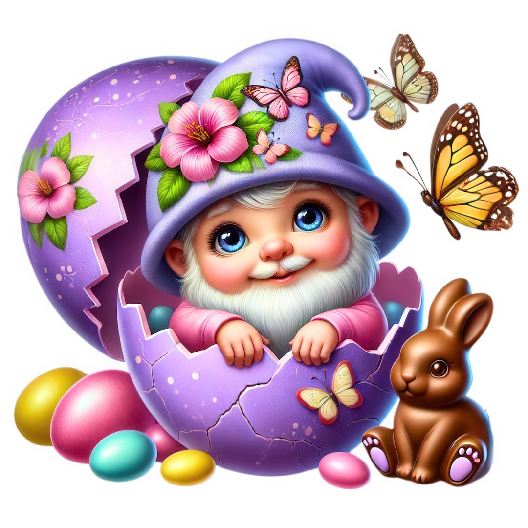 Cute Easter Gnome Clipart | 12 High-quality PNG | Easter Egg Gnome ...