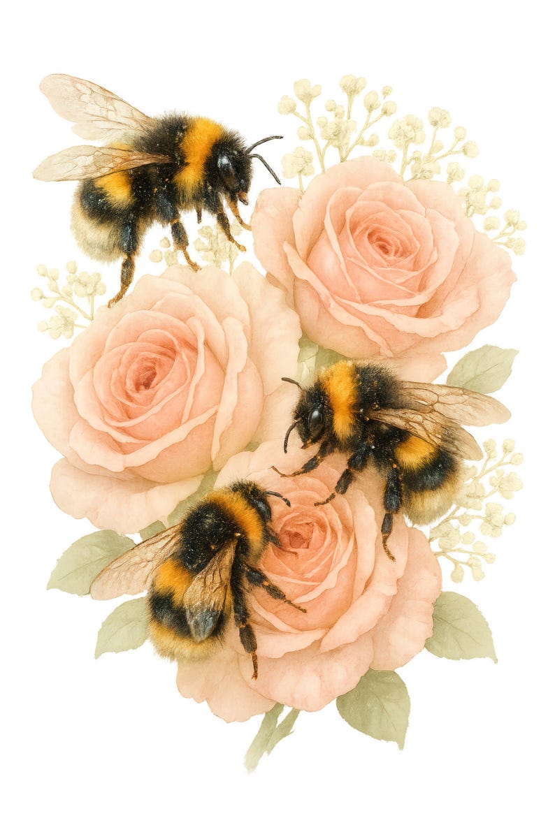 Bee and Flower Clipart Bundle: Spring PNG Graphics (digital Download ...