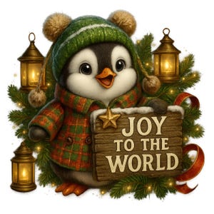 Cute Christmas Penguin Clipart – Holiday Cards, Crafts (PNG Digital ...