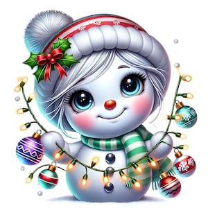 Cute Snowman Clipart | 12 High-quality Jpgs | Festive Christmas Snowman ...