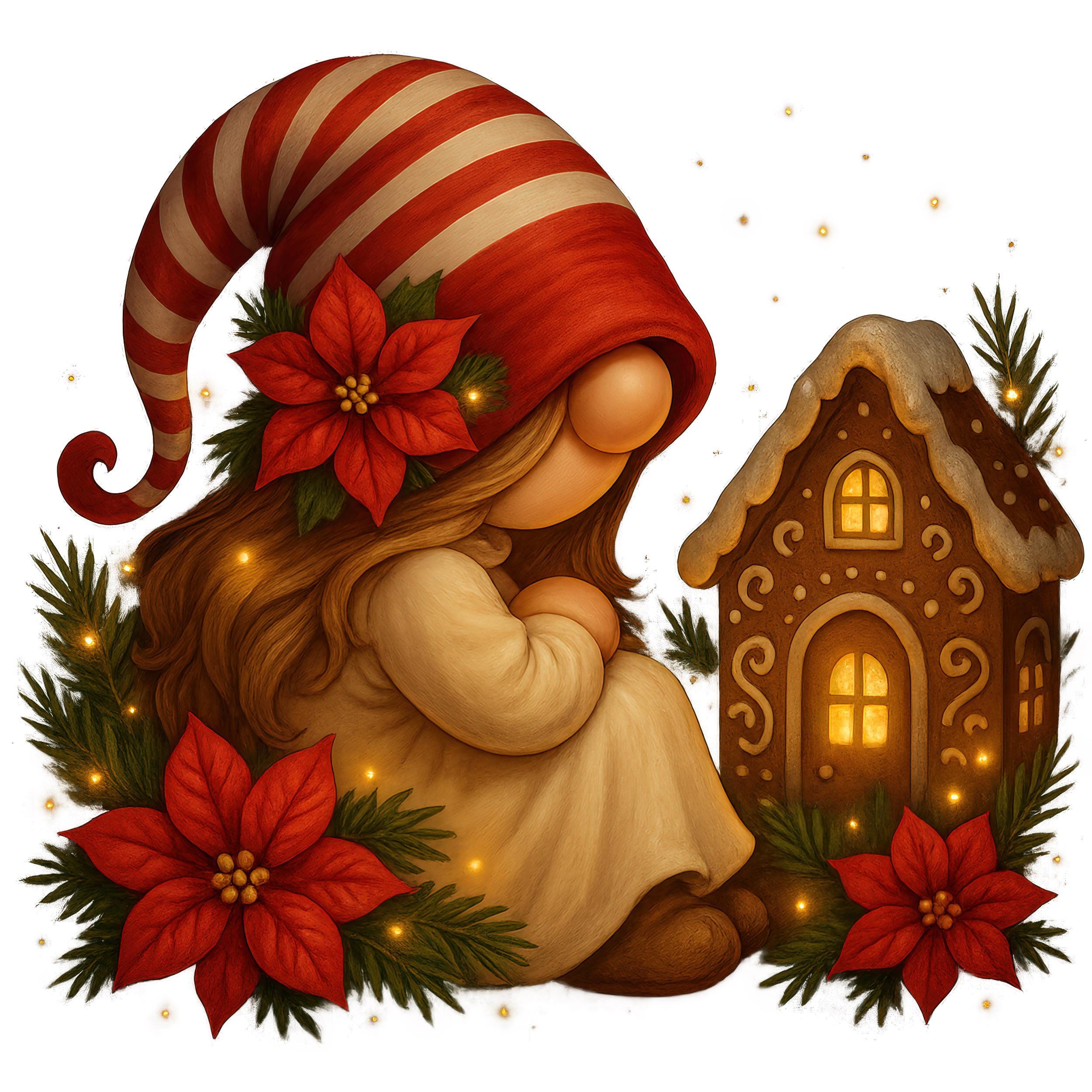 Christmas Gnome Girl Clipart Bundle: Holiday PNG Set (digital Download ...