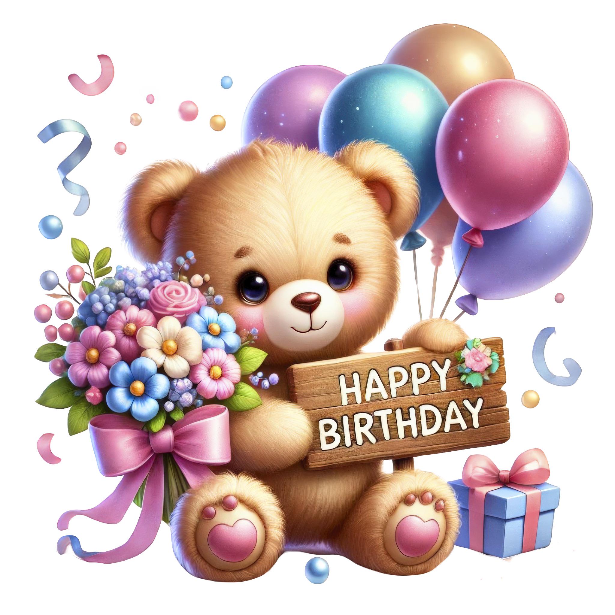 Teddy Bear Birthday Clipart | Cupcakes, Party Art (digital Download) 11 ...