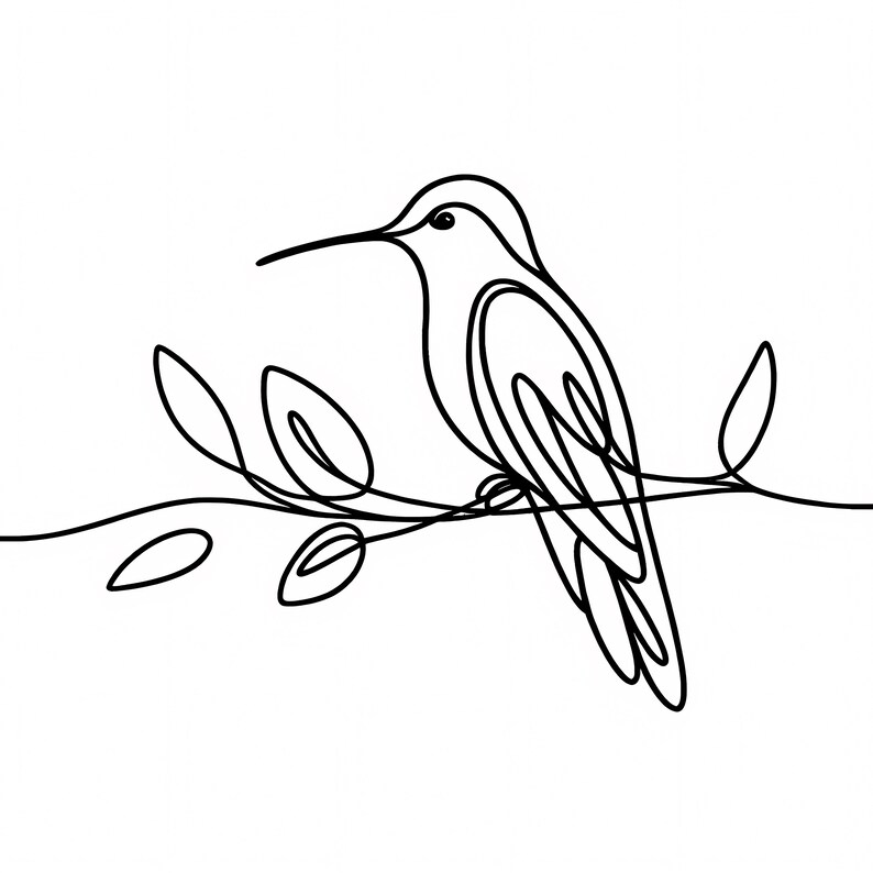 Hummingbird Line Art Clipart: Minimalist Bird Design (digital Download ...
