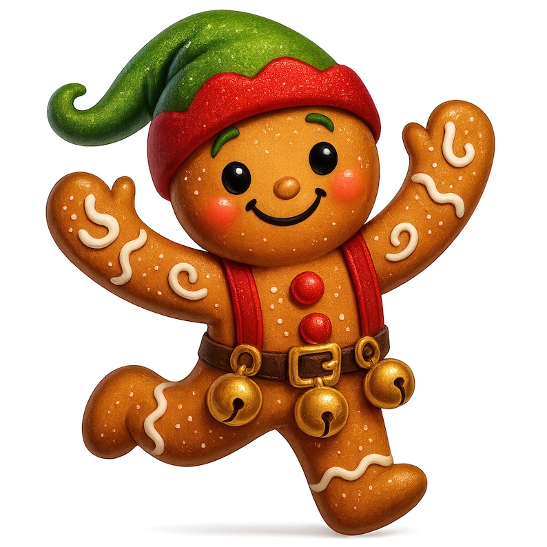 Gingerbread Man Christmas Clipart Bundle: Festive Cookie Pngs (set of ...