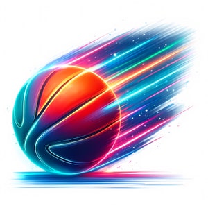 Neon Basketball Clipart | 11 High-quality Jpgs | Glow Basketball ...