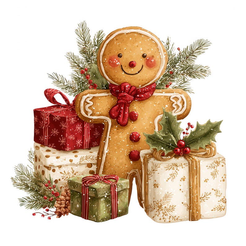 Christmas Gingerbread Man Clipart: Sweet Festive Holiday Graphics ...