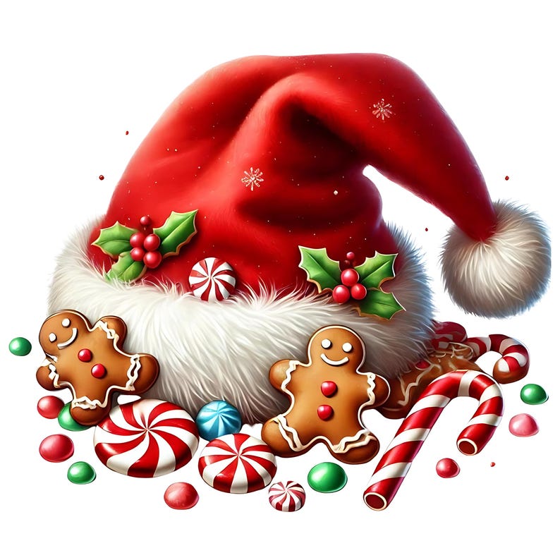 Festive Santa Hat Clipart Bundle: Holiday Art (commercial Use) (12 Jpgs ...