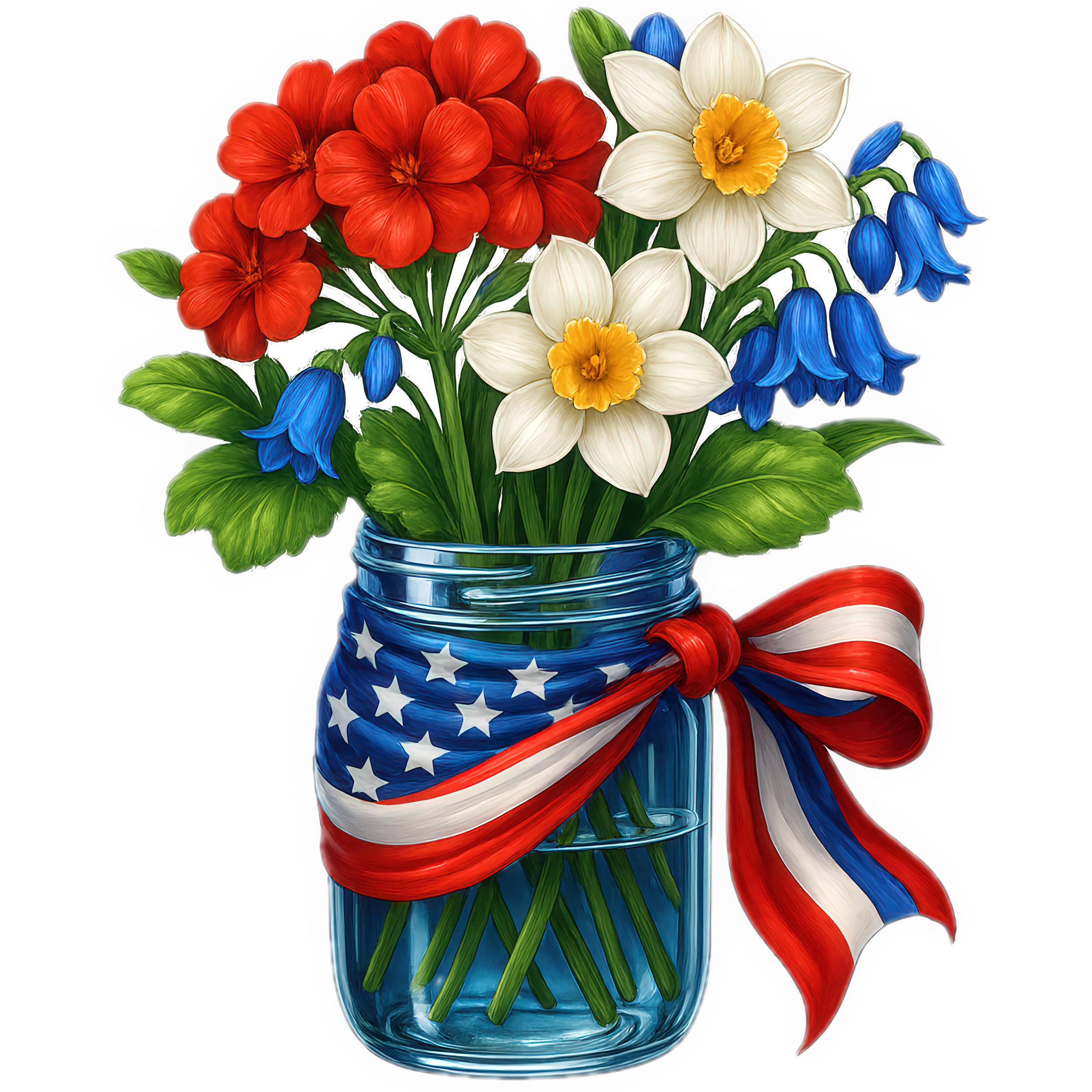 Patriotic Bouquet Clipart: 4th of July PNG (digital Download, Set of 12 ...