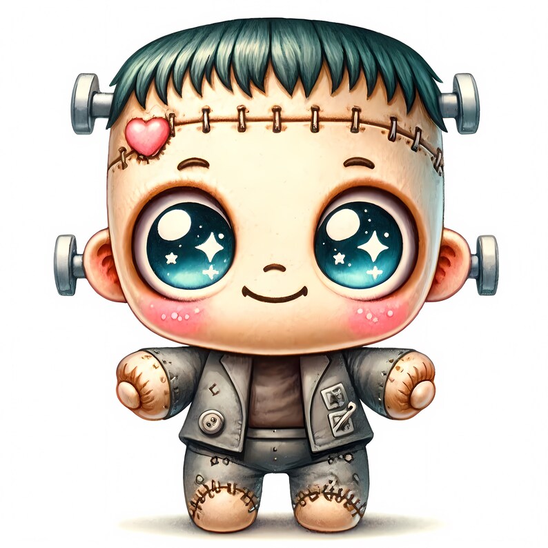 Cute Frankenstein Clipart | Spooky Halloween Jpgs (digital Download) - Etsy