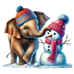 10 Festive Elephant Christmas Clipart Bundle: Holiday Animal Jpgs ...