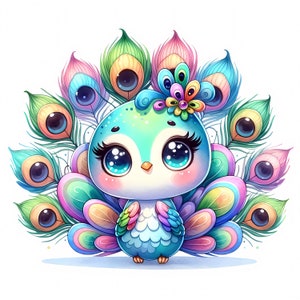 Cute Peacock Clipart Bundle | Colorful Bird Jpgs (digital Download) - Etsy