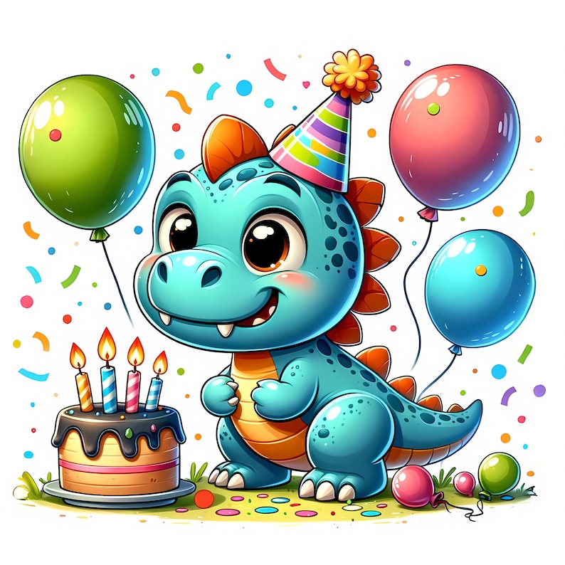 Cute Dinosaur Clipart 10 High-quality Jpgs Birthday Party Clipart ...