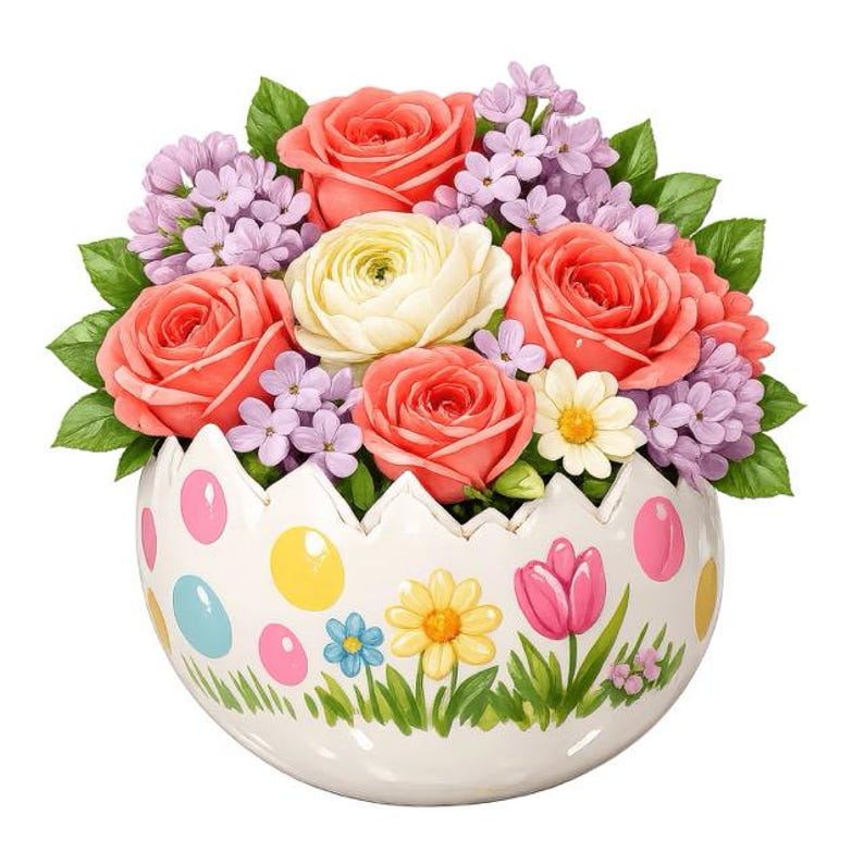 Floral Eggs Easter Clipart, Spring Flower Egg Graphics, Easter Decor ...