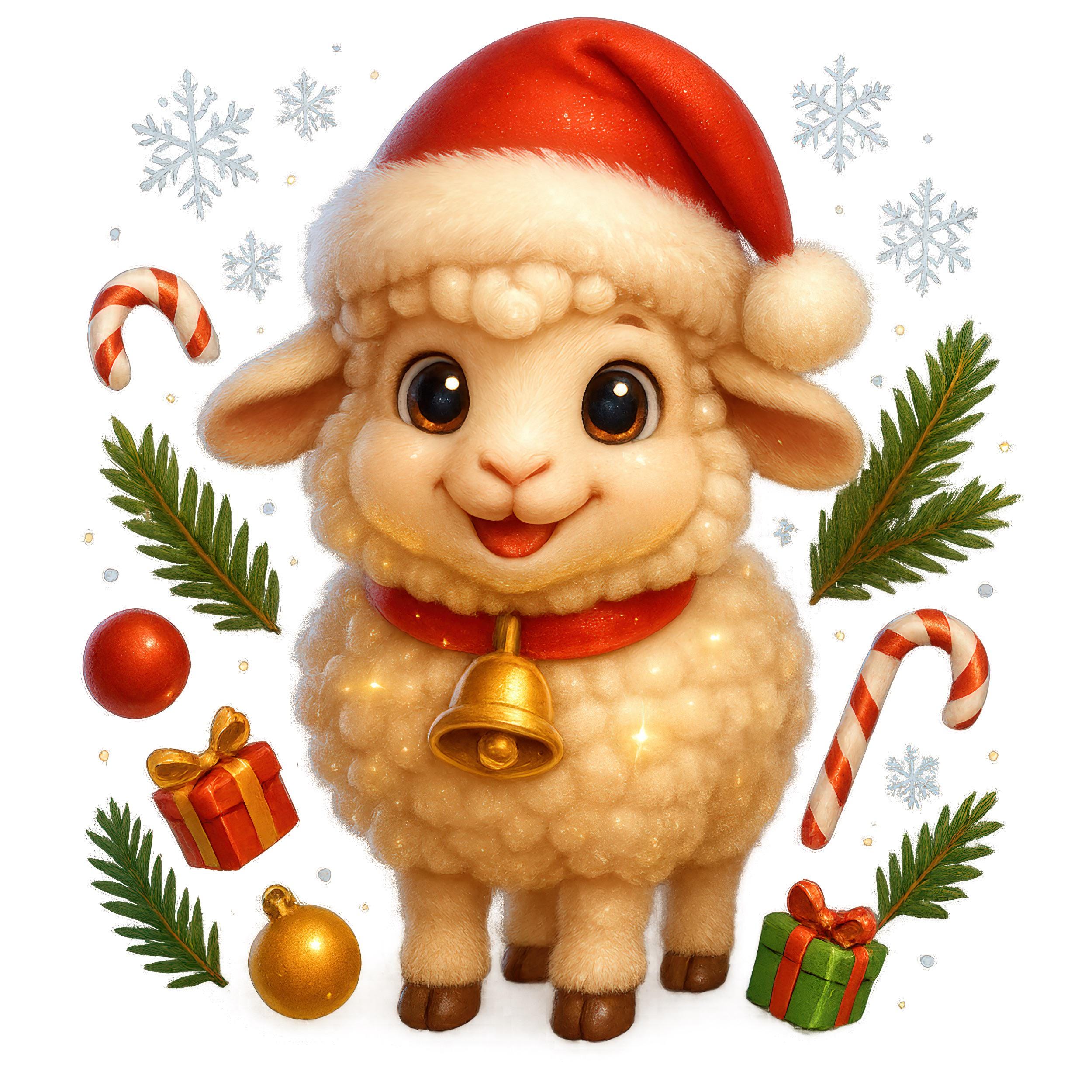 Cute Christmas Sheep Clipart – Holiday PNG for Crafts (instant Download ...