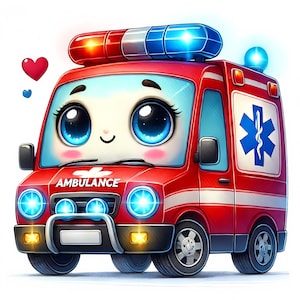 Cute Ambulance Clipart | 12 High-quality Jpgs | Adorable Ambulance ...