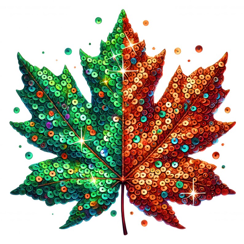 Glitter Maple Leaf Clipart: Autumn Design (digital Download, Commercial ...