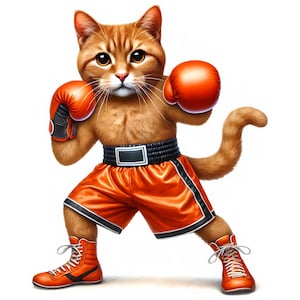 Boxing Cat Clipart | 14 High-quality Jpgs | Funny Boxing Cat Clipart ...