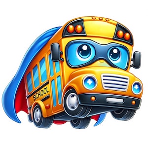 Cute Bus Clipart | 12 High-quality Jpgs | Adorable School Bus Clipart ...