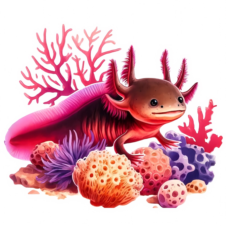 Axolotl Clipart 12 High-quality Jpgs Cute Axolotl Clipart Bundle ...