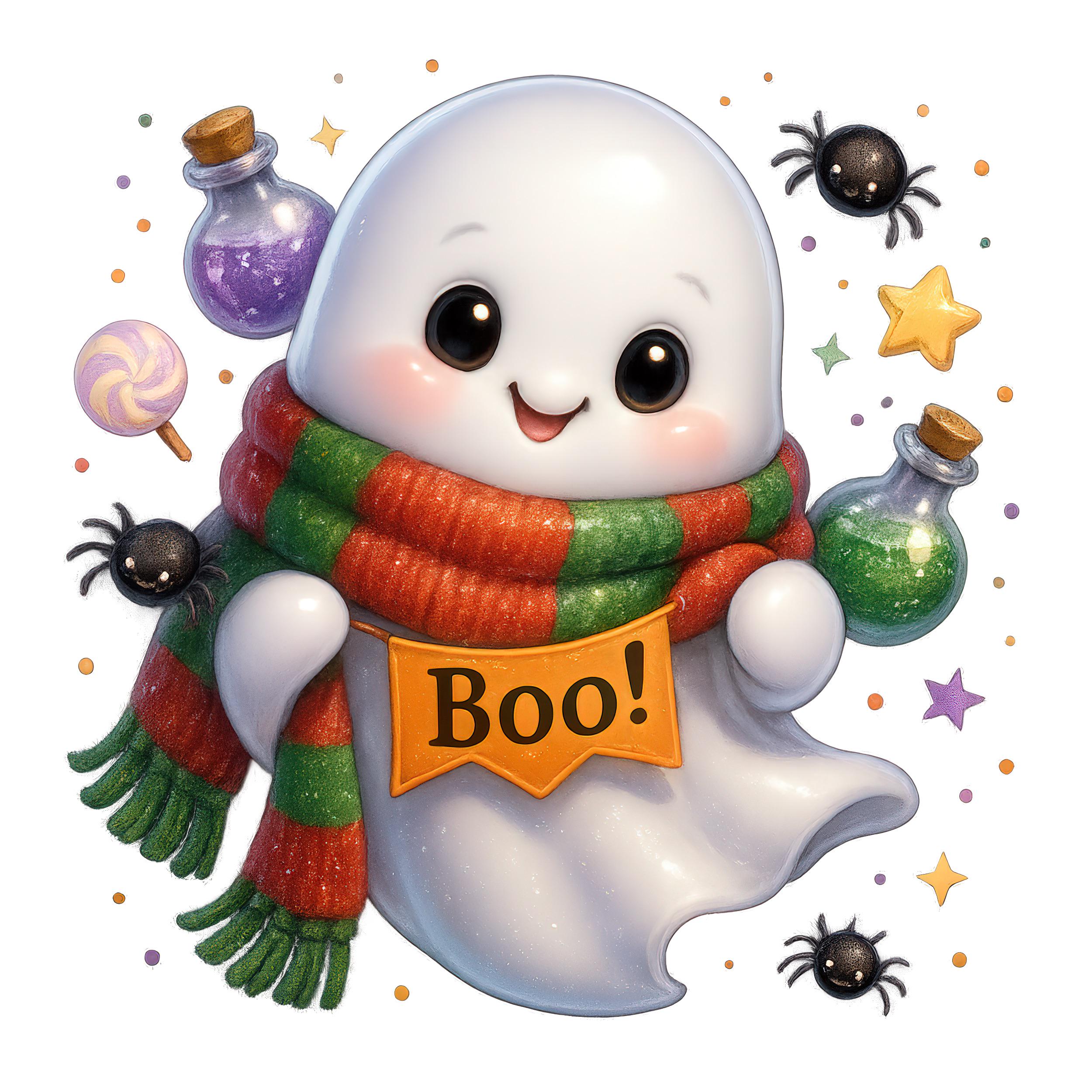 Cute Halloween Ghost Clipart, Kawaii Spooky PNG (commercial Use) - Etsy