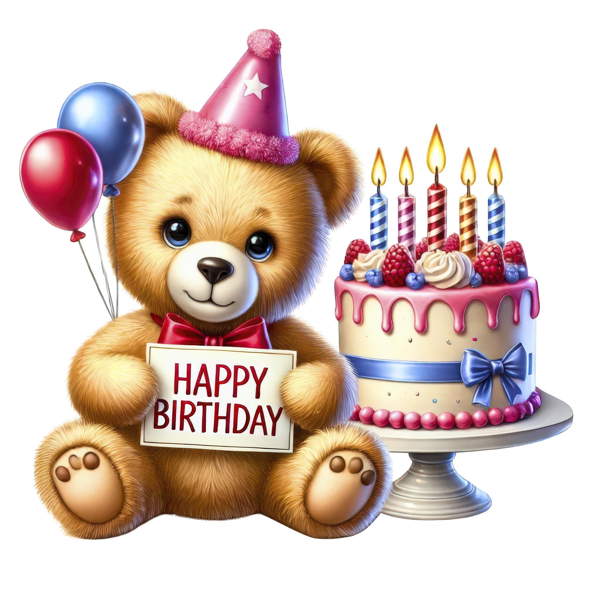 Teddy Bear Birthday Clipart | Cupcakes, Party Art (digital Download) 11 ...