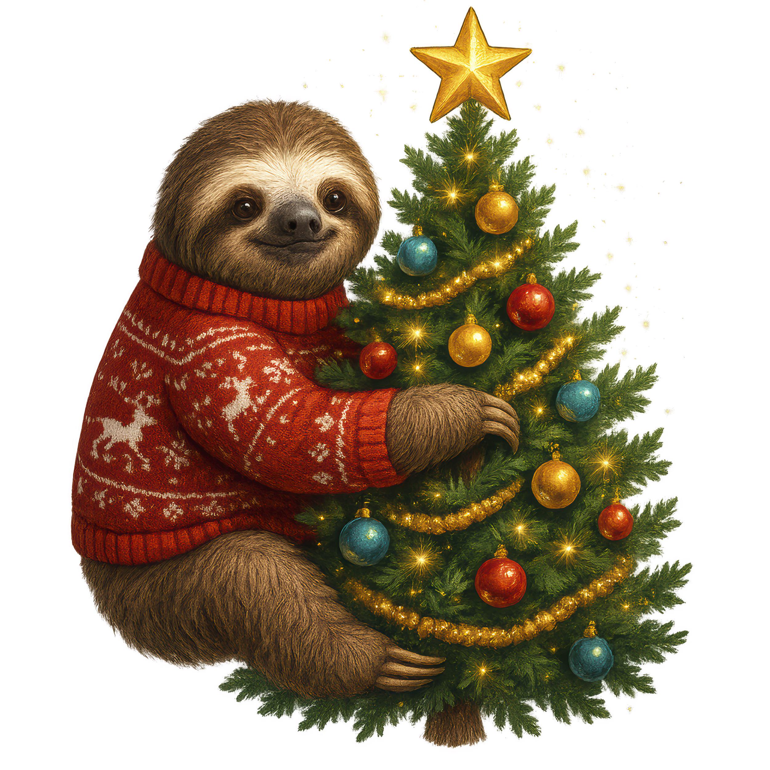 Christmas Sloth Clipart: Holiday Sloth Design (digital Download) 10 PNG ...