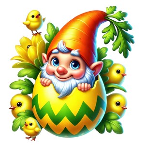 Cute Easter Gnome Clipart | 12 High-quality PNG | Easter Egg Gnome ...