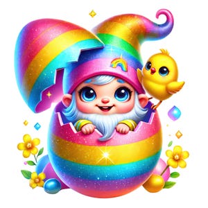Cute Easter Gnome Clipart | 12 High-quality PNG | Easter Egg Gnome ...