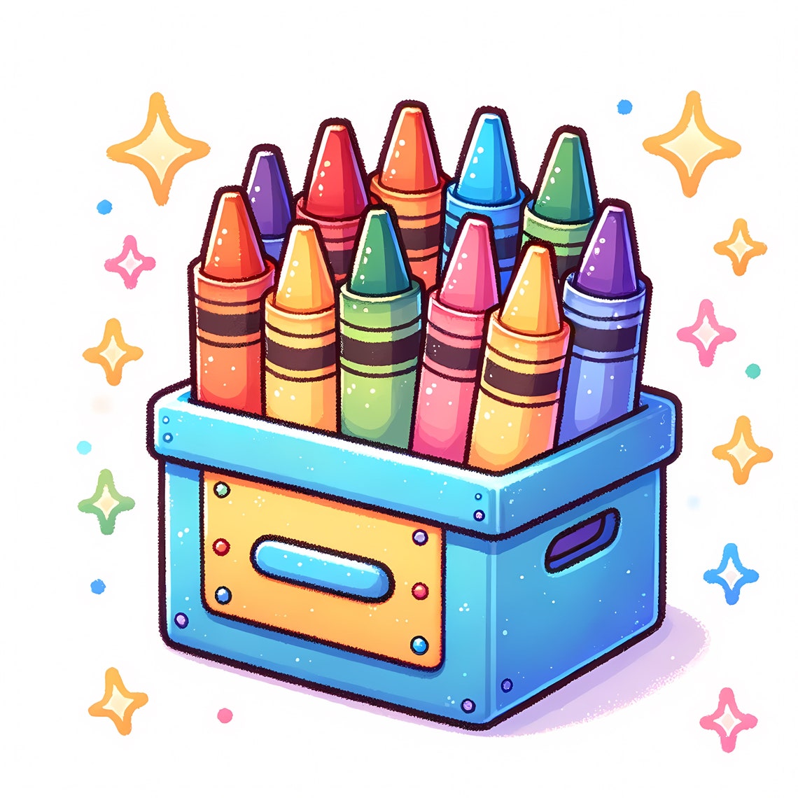 Crayon Box Clipart | Colorful Crayon for Kids Art (digital Download ...