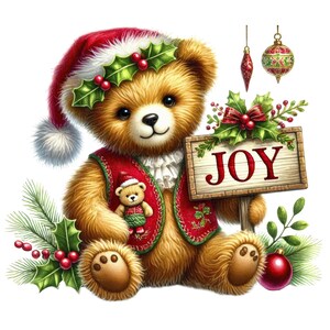 Christmas Teddy Bear Clipart: Festive Holiday Teddies, Holiday Graphics ...