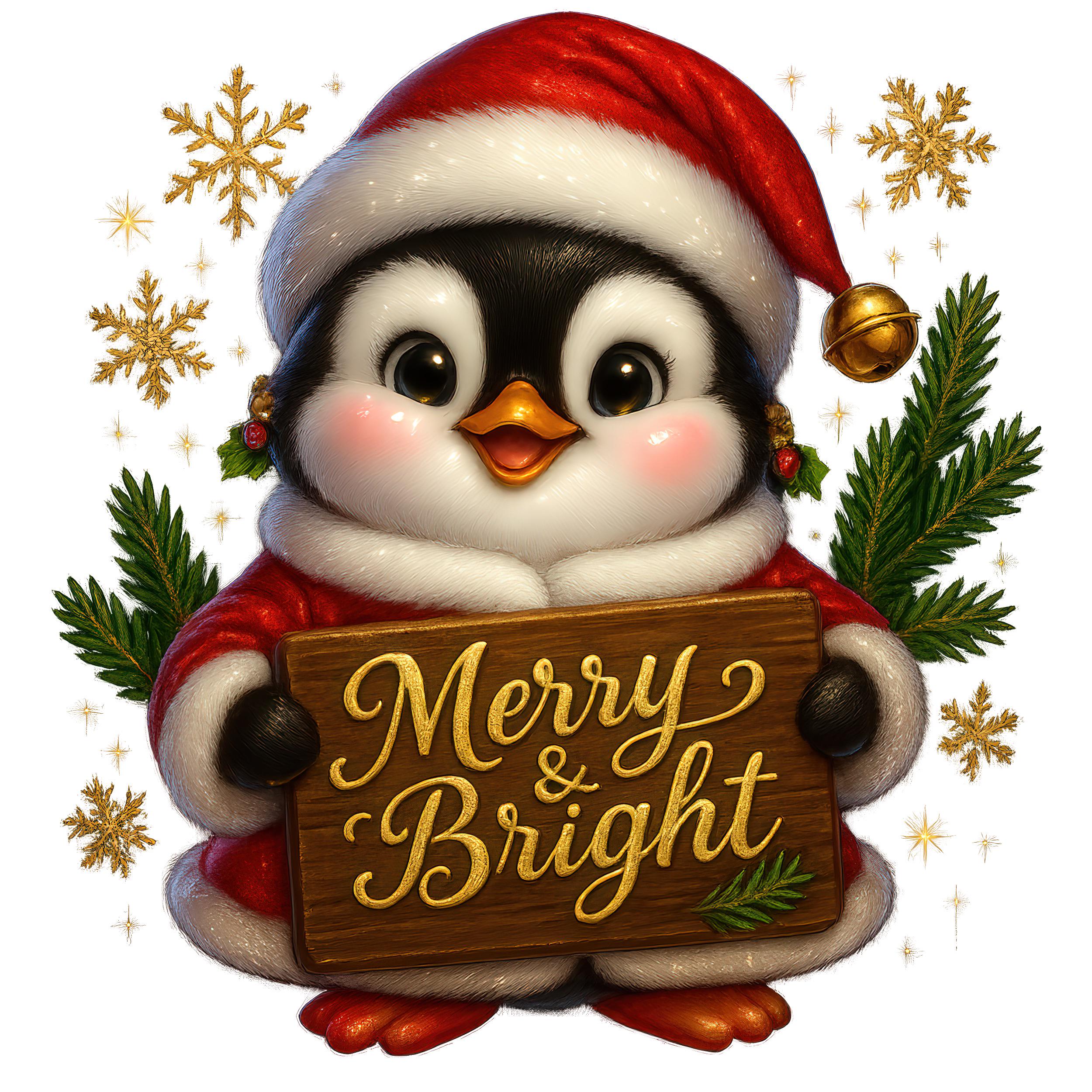 Christmas Penguin Clipart – Holiday Cards, Crafts (PNG Digital Download ...