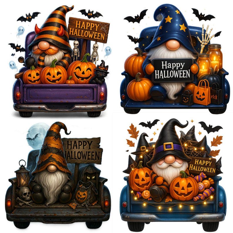 Halloween Gnome & Truck Clipart: Fall Pumpkin PNG (digital Download - Etsy