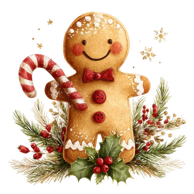 Christmas Gingerbread Man Clipart: Sweet Festive Holiday Graphics ...