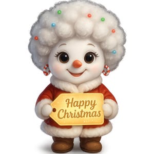 Christmas Afro Snowwoman Clipart Bundle: Festive Black Snowpeople PNG ...