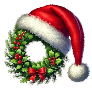 Santa Hat Clipart | 12 High-quality Jpgs | Festive Santa Hat Clipart ...