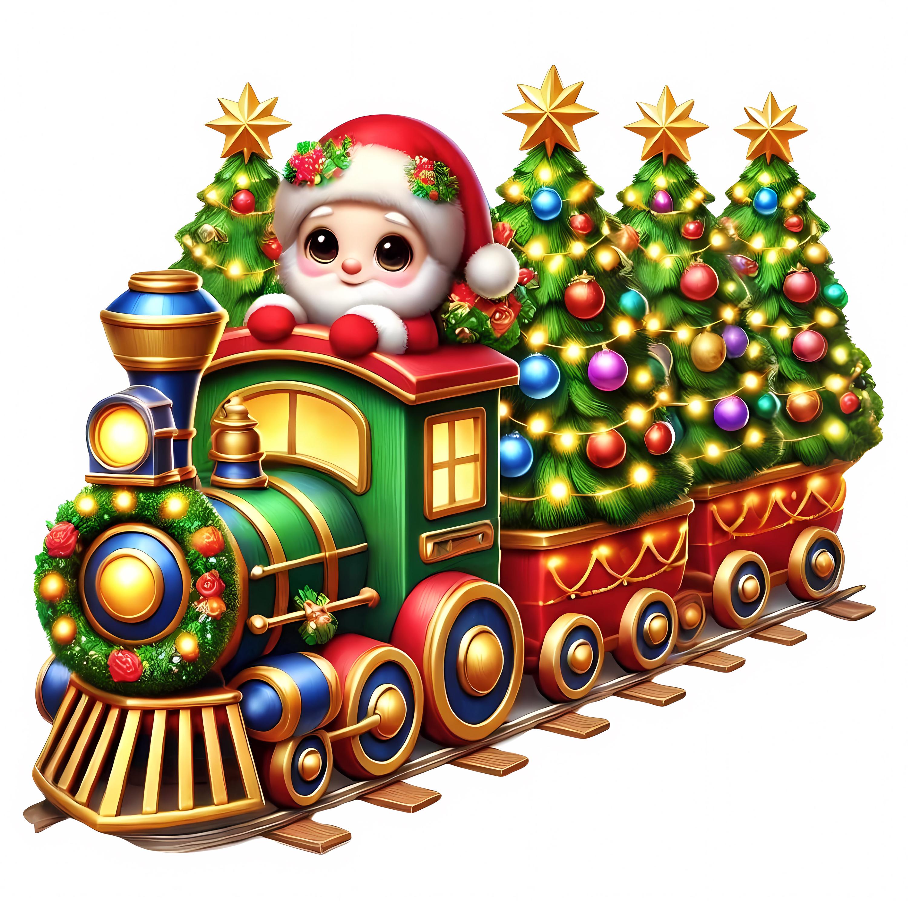 Cute Christmas Train Clipart Bundle | Festive Holiday Art (jpgs) - Etsy