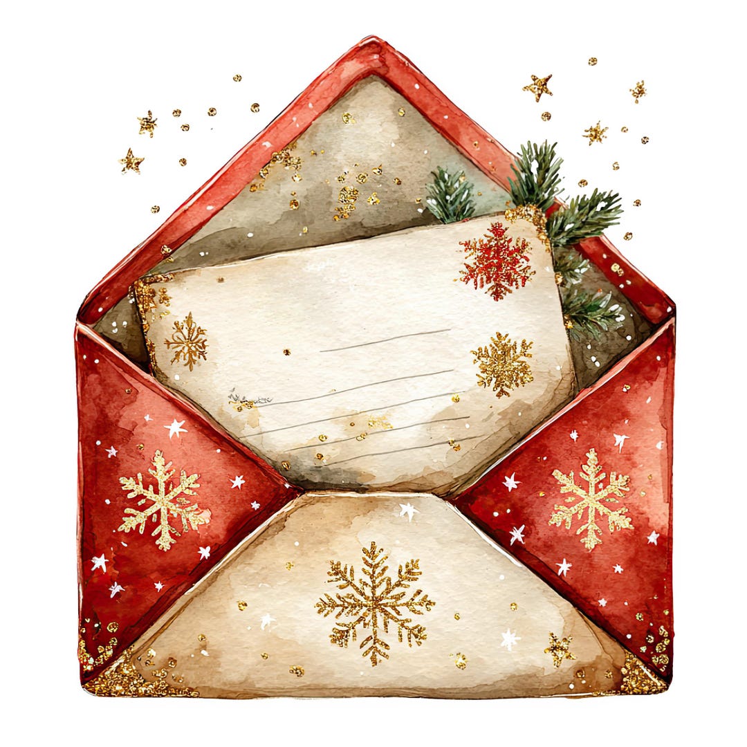 Christmas Letter Envelope Clipart | Festive Mail Graphics | Digital ...