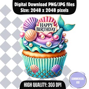 Cute Birthday Cupcake Clipart | 10 High-quality Pngs | Happy Birthday ...