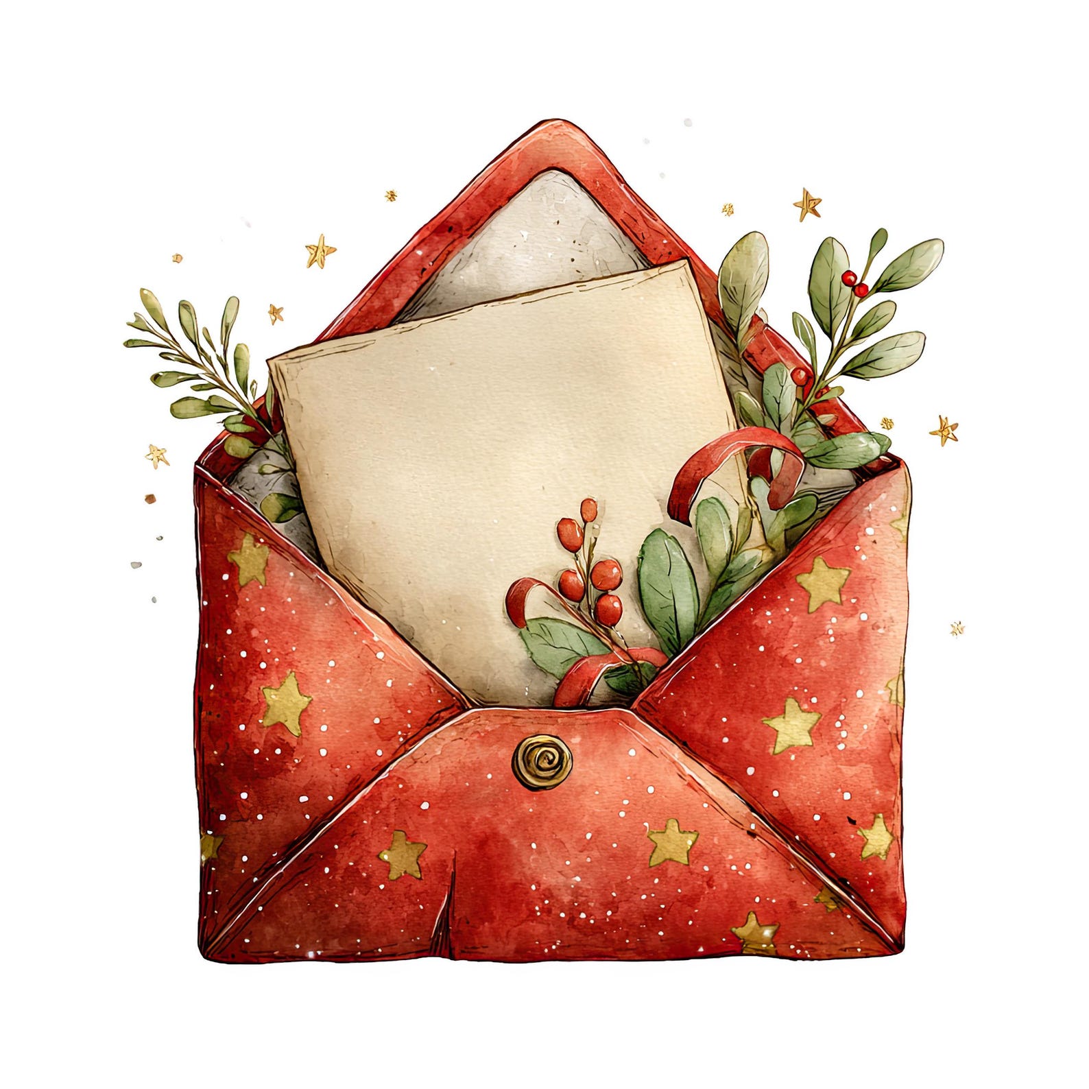 Christmas Letter Envelope Clipart | Festive Mail Graphics | Digital ...