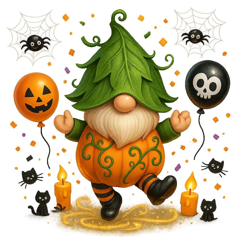 12 Halloween Gnome Clipart, Autumn Gnomes With Pumpkins (PNG Digital ...