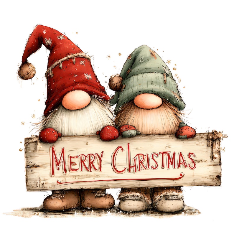 Christmas Gnomes Clipart: Whimsical Holiday Graphics (digital Download ...
