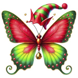 Christmas Butterfly Clipart: Festive Holiday Butterflies (digital ...