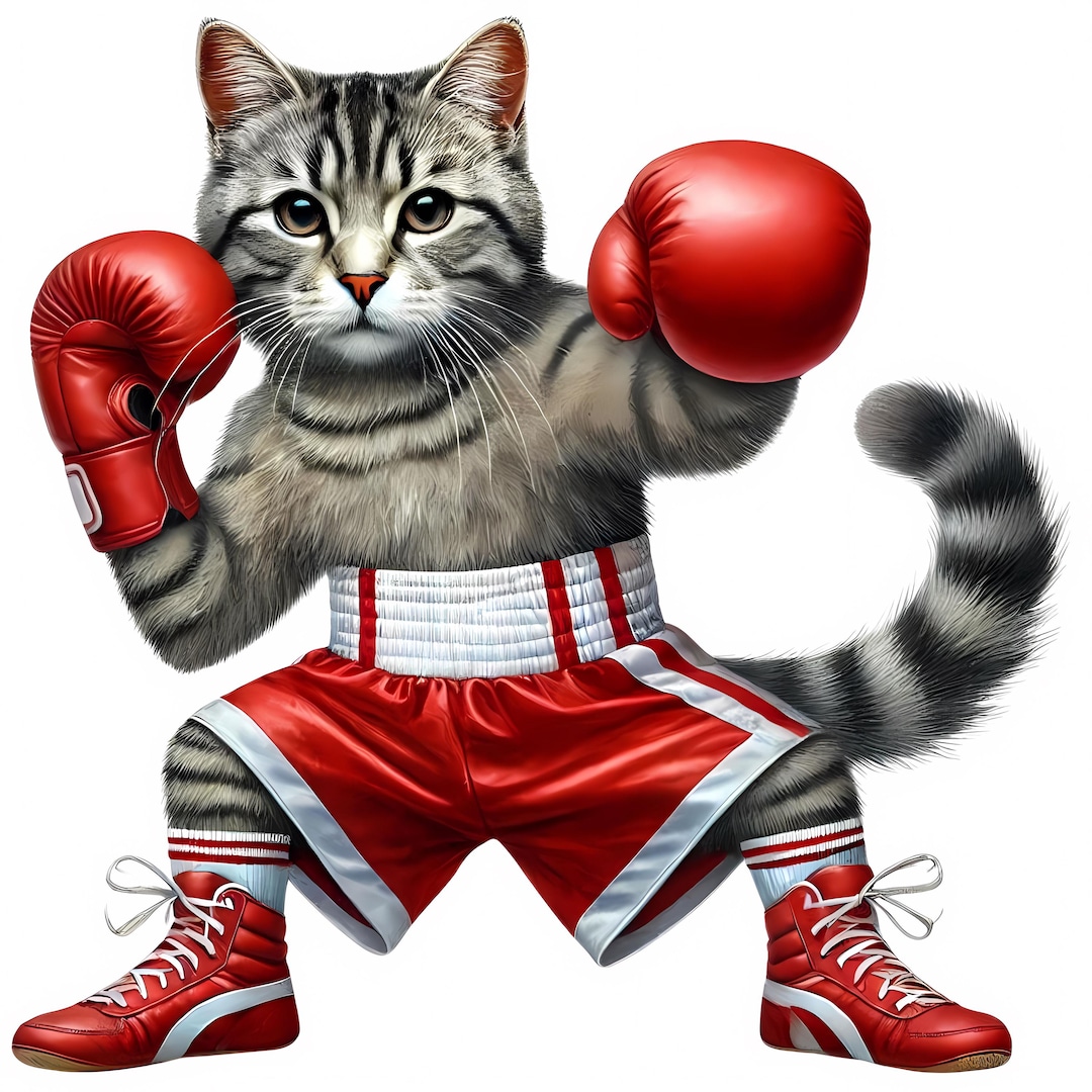 Boxing Cat Clipart | 14 High-quality Jpgs | Funny Boxing Cat Clipart ...