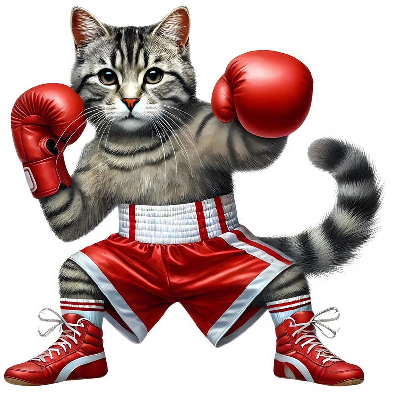 Boxing Cat Clipart | Funny Sports Art Printables (digital Download) Set ...