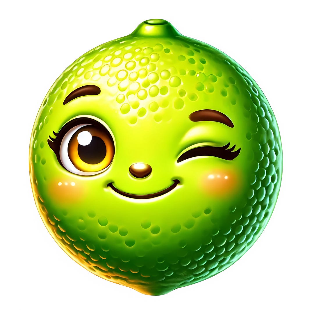 Cute Lime Clipart | 12 High-quality Jpgs | Adorable Cartoon Lime Clipart Bundle | Citrus Art ...