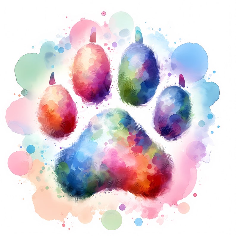 Colorful Paw Print Clipart – Animal Tracks Art (digital Download) Set ...