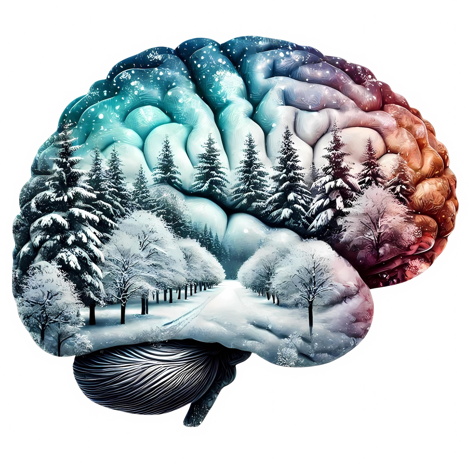 Brain & Landscape Clipart: Double Exposure Art (digital Download ...