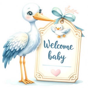 Welcome Baby Clipart: Nursery Decor, Baby Shower (commercial Use ...