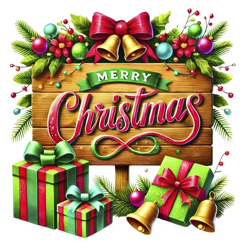 10 Merry Christmas Sign Clipart: Festive Holiday Art PNG (digital ...